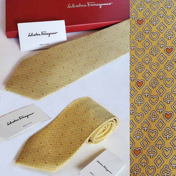 Salvatore Ferragamo | Accessories | Salvatore Ferragamo Tie Yellow Silk ...